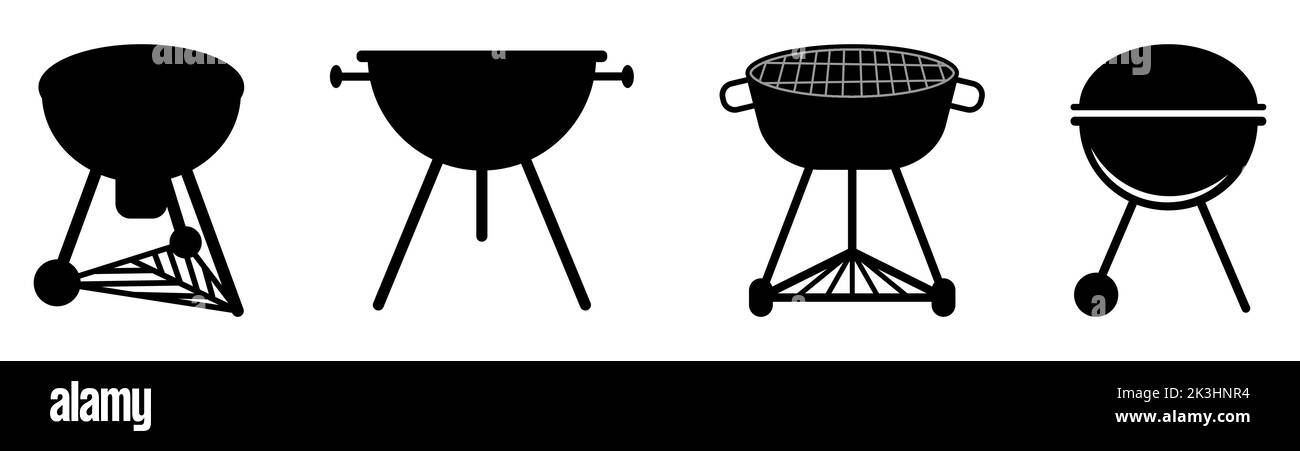 Set of BBQ grill icons. Vector illustration isolated on white ...