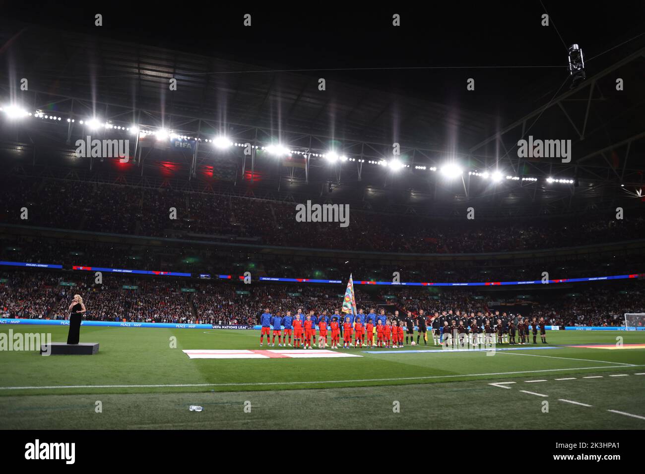London, UK. 26th Sep, 2022. The teams line up whilst the National ...