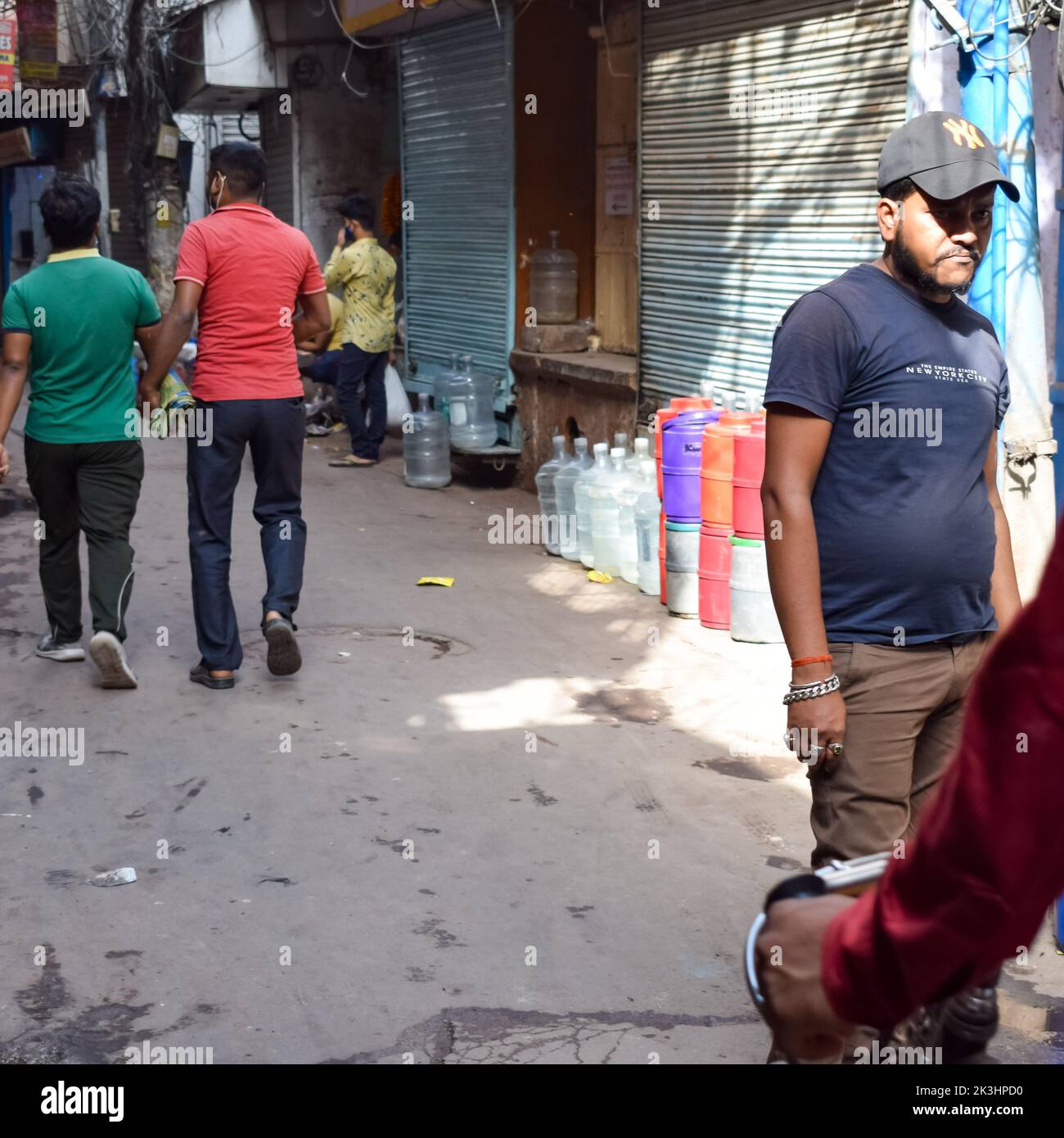 Old Delhi, India, April 15, 2022 - Unidentified group of men walking ...
