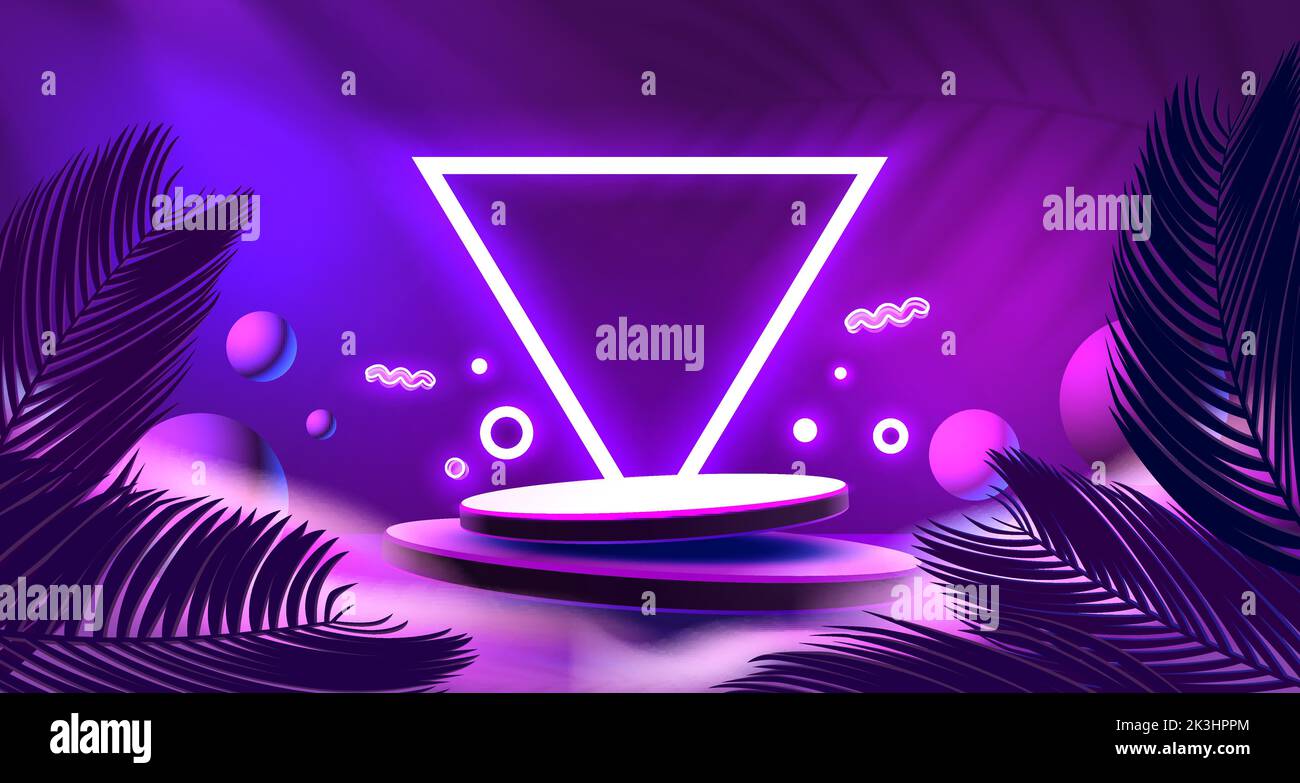 Podium cyber star, event show stage, game podium light. Vector ...