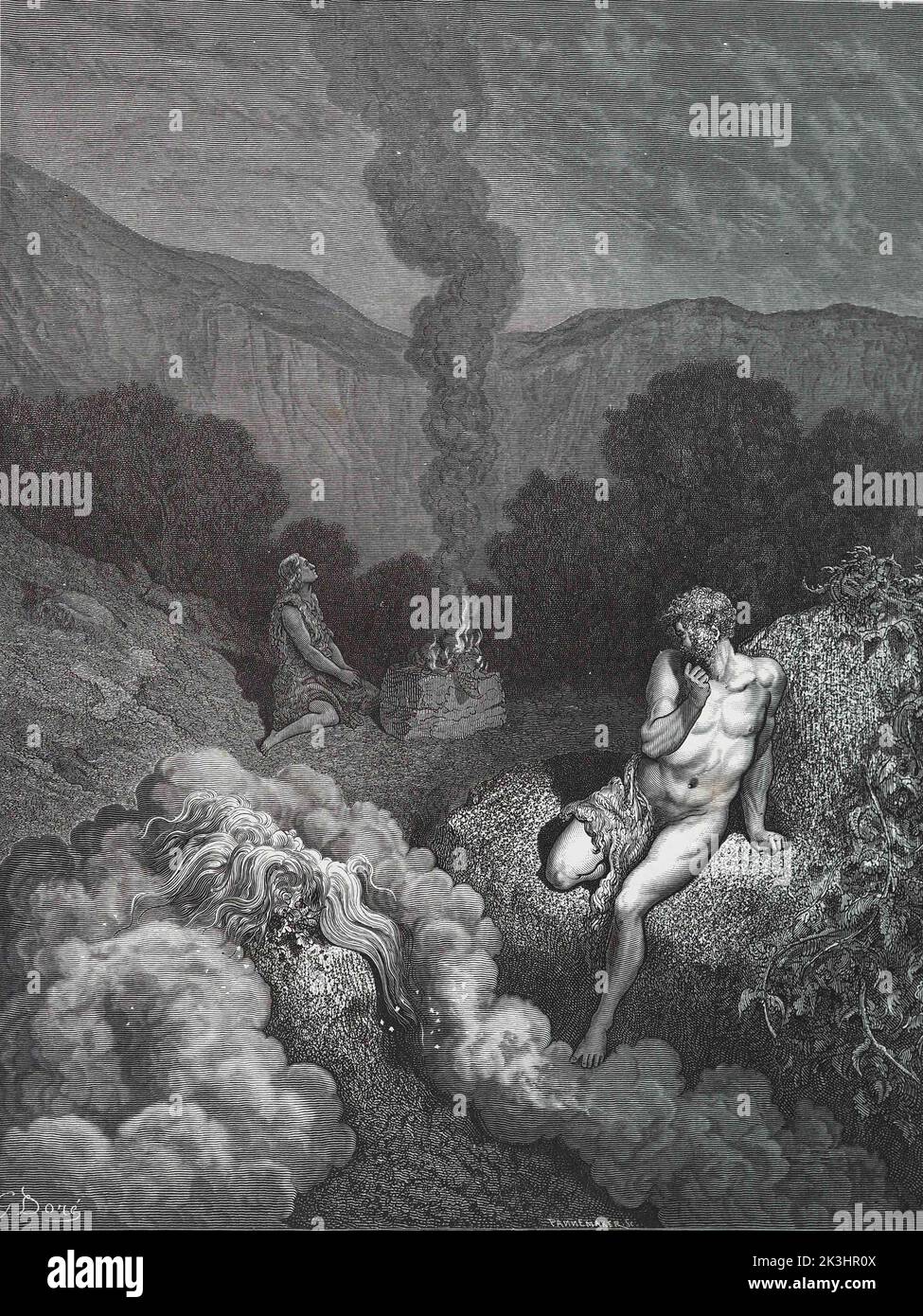 Abel's sacrifice. Illustration by Gustave Dore from the third edition ...