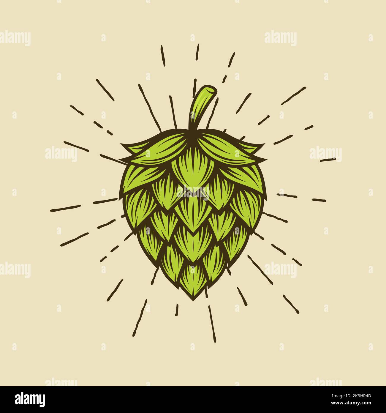 Vector Green Hand Drawn Cartoon Hop Design Element for Logo, Emblem ...