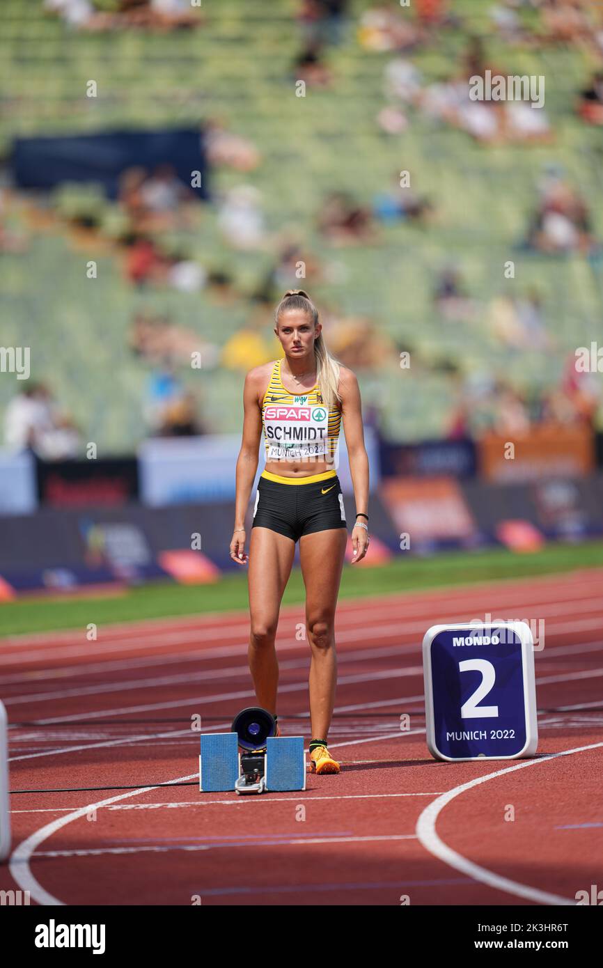 Alica Schmidt participating in the 400 meters of the European Athletics ...