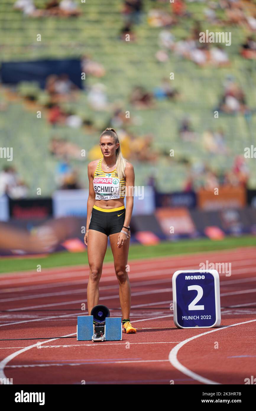 Alica Schmidt participating in the 400 meters of the European Athletics ...