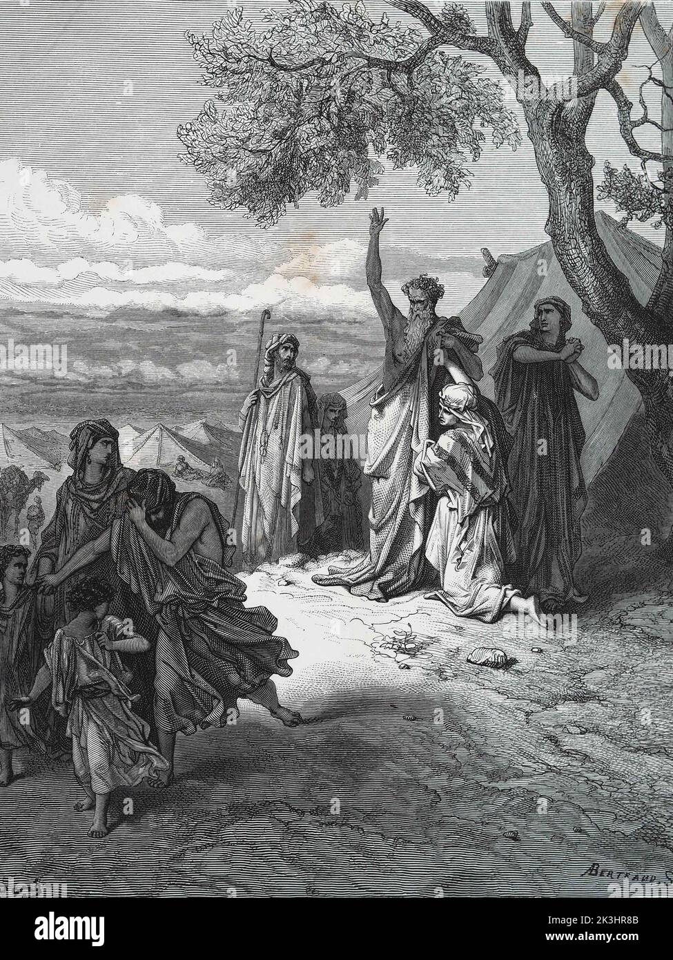 With Noah Curses Ham. Illustration by Gustave Dore from the third ...