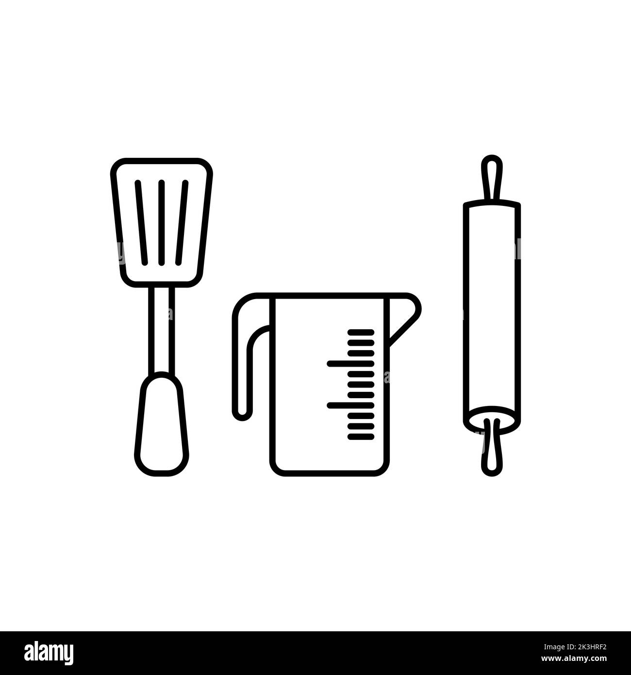 Kitchen equipment outline icons set hi-res stock photography and images ...