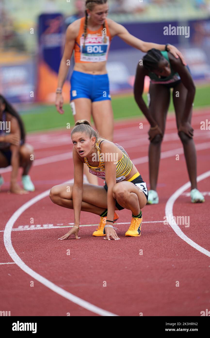 Alica Schmidt participating in the 400 meters of the European Athletics ...