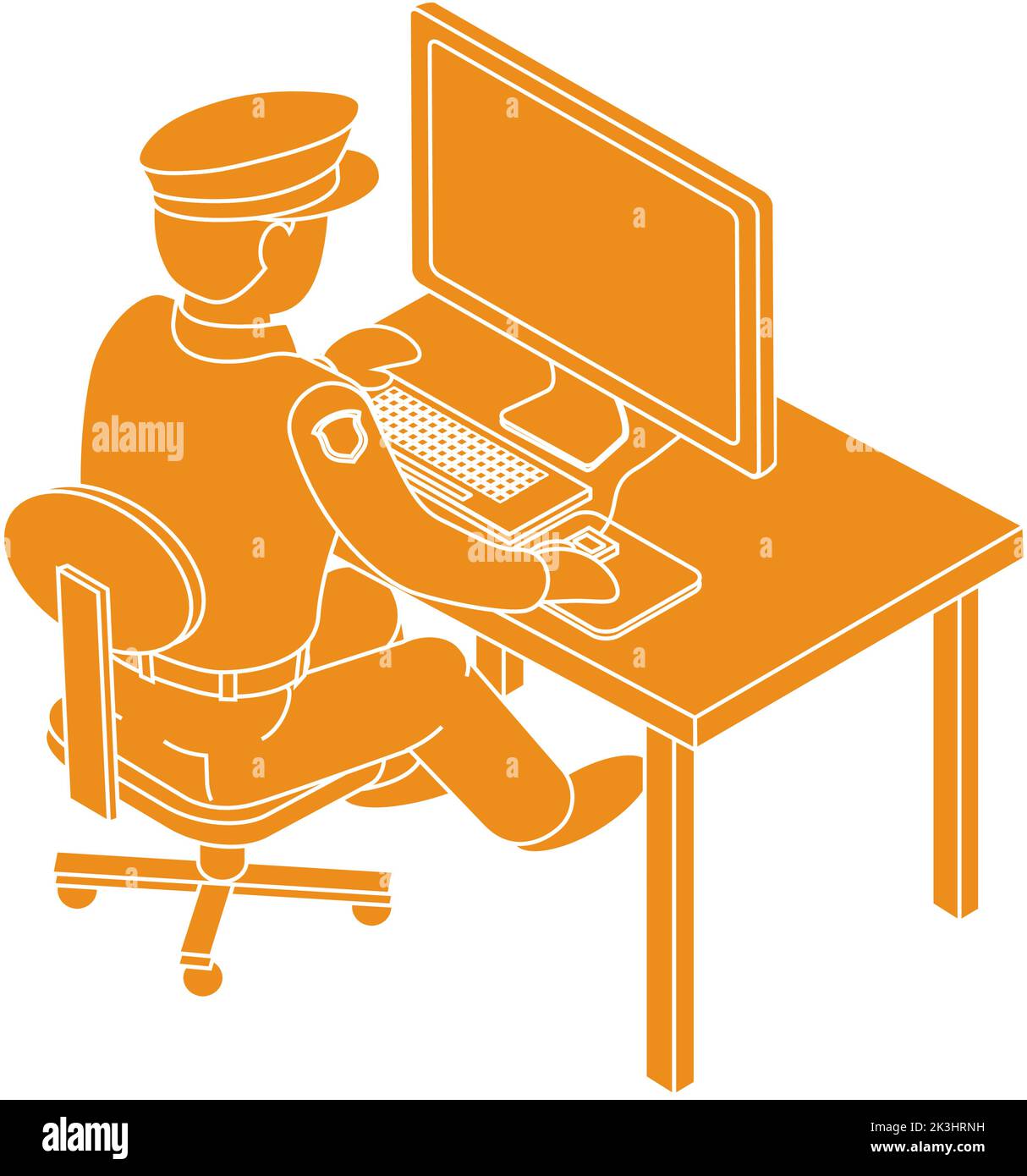 security or guard sitting working at computer Stock Vector Image & Art ...