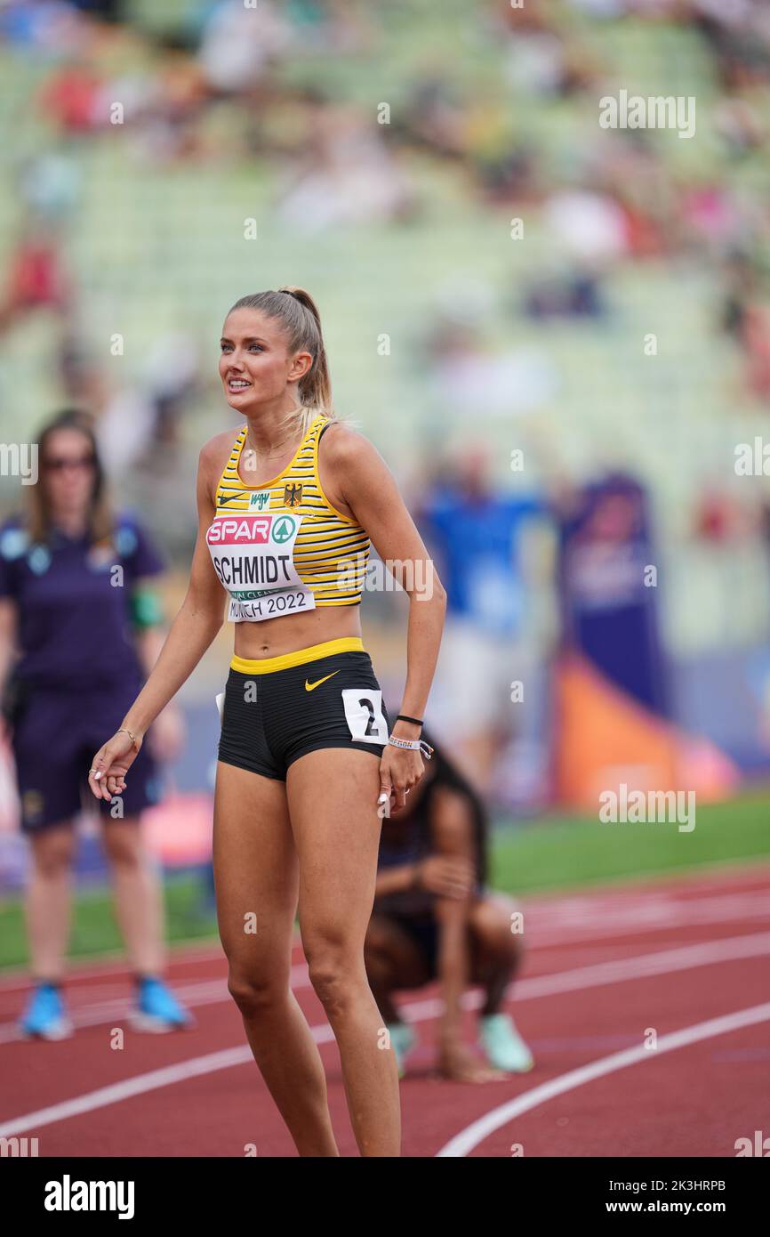 Alica Schmidt participating in the 400 meters of the European Athletics ...