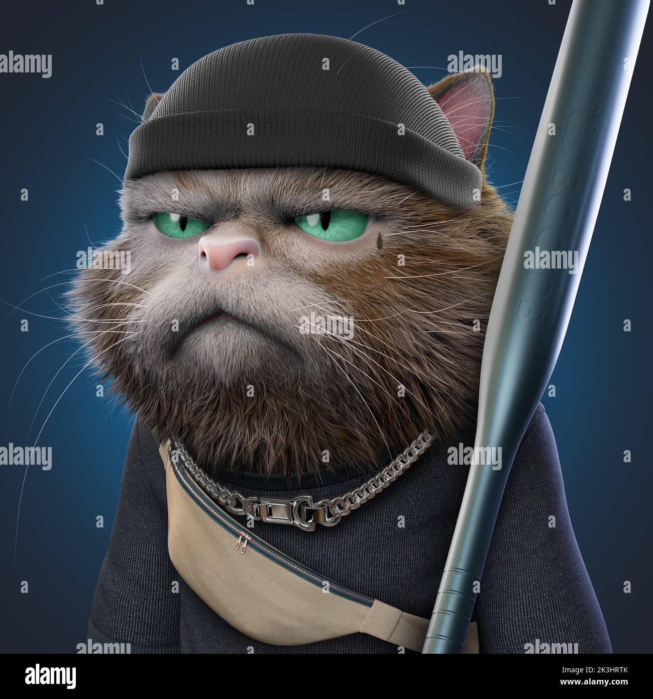 3d nft collection , character angry cat gang Stock Photo - Alamy