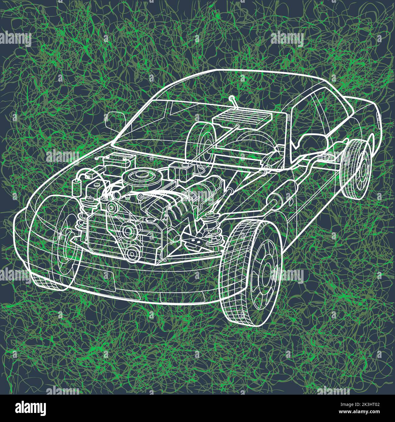 generic automotive car line art on textured background Stock Vector ...