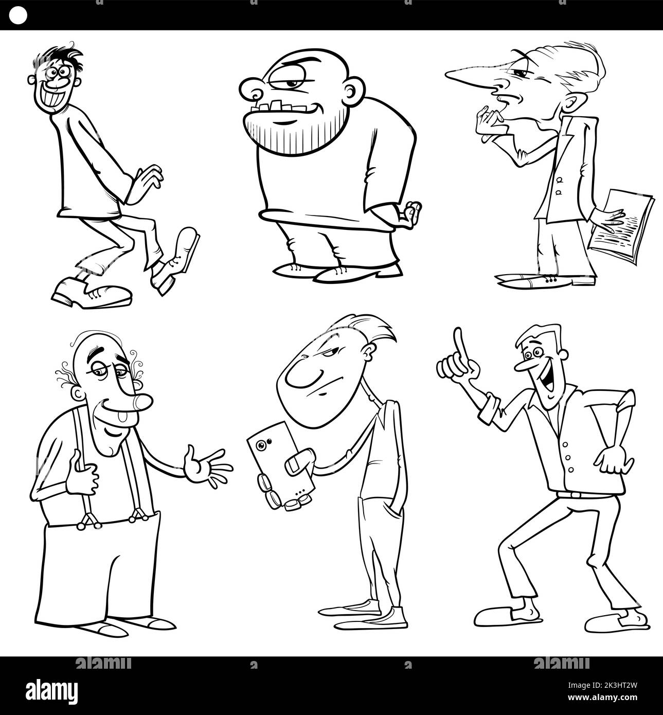 Black And White Cartoon Illustration Set Of Funny Men Characters Stock Black And White Cartoon Illustration Set Of Funny Men Characters Stock