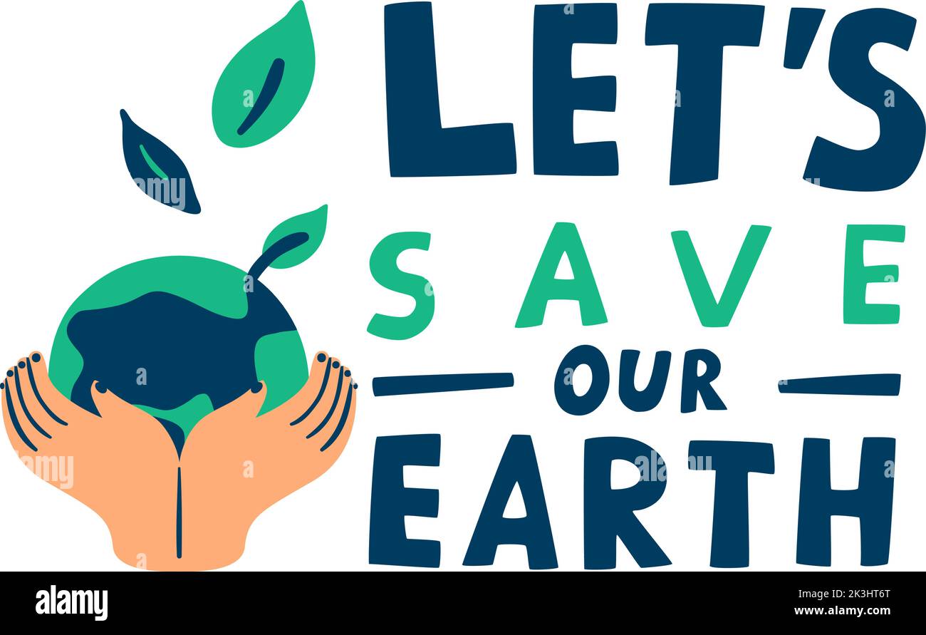 Ecology lettering. Trendy eco sticker with motivational appeal text ...