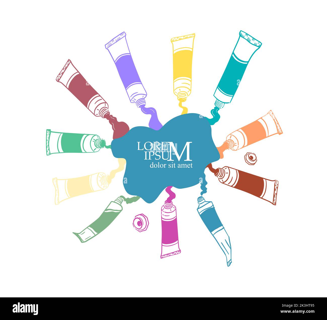 Abstract colored tubes with paint. Vector illustration Stock Vector ...