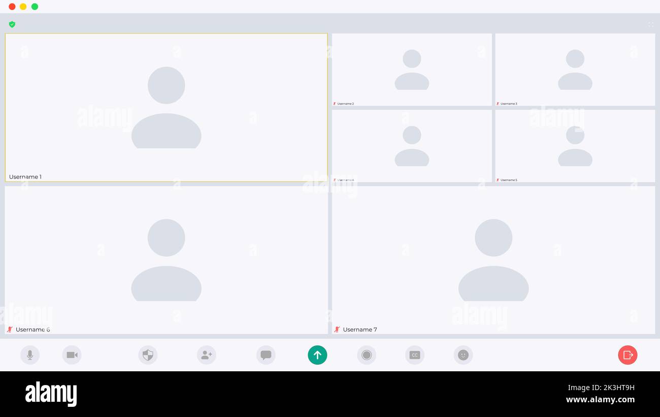 Vector illustration of the layout of a video conference app. Perfect ...