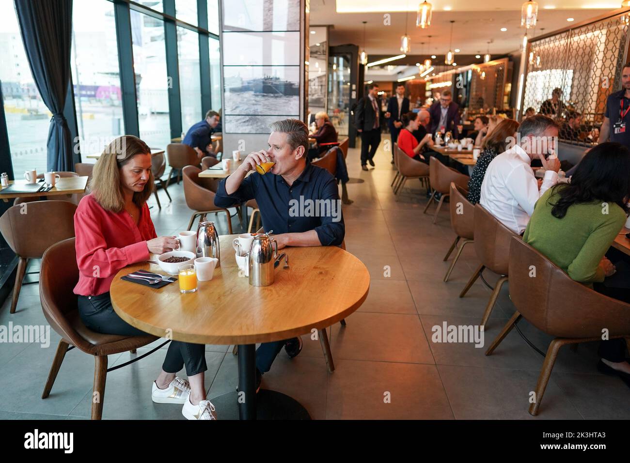 Labour Party leader Keir Starmer and his wife Victoria have breakfast ...