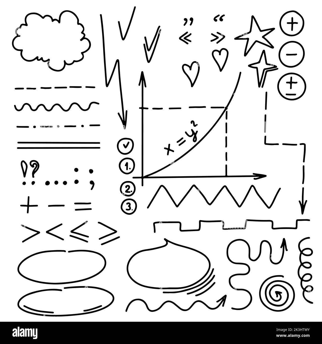 Collection of sketch underline, emphasis, line shape. Swirl swoosh ...