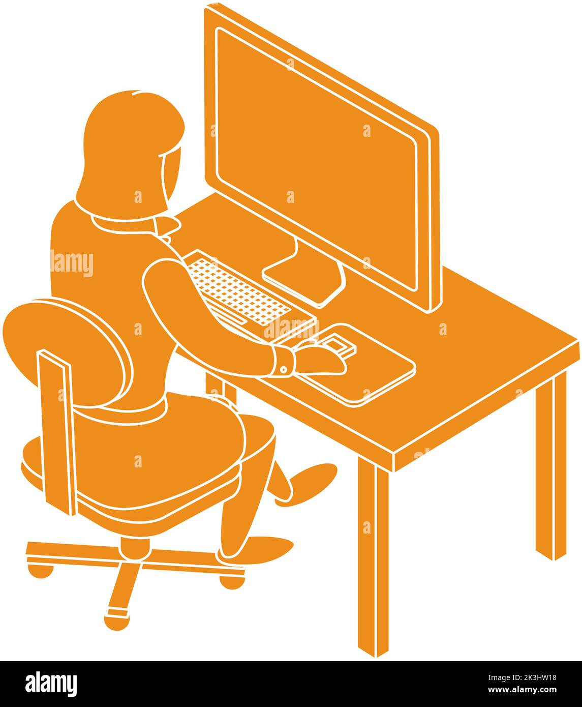 female working at comuter terminal Stock Vector Image & Art - Alamy