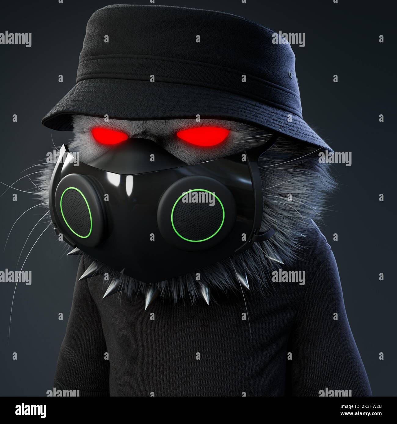 3d nft collection , character angry cat camouflage Stock Photo - Alamy