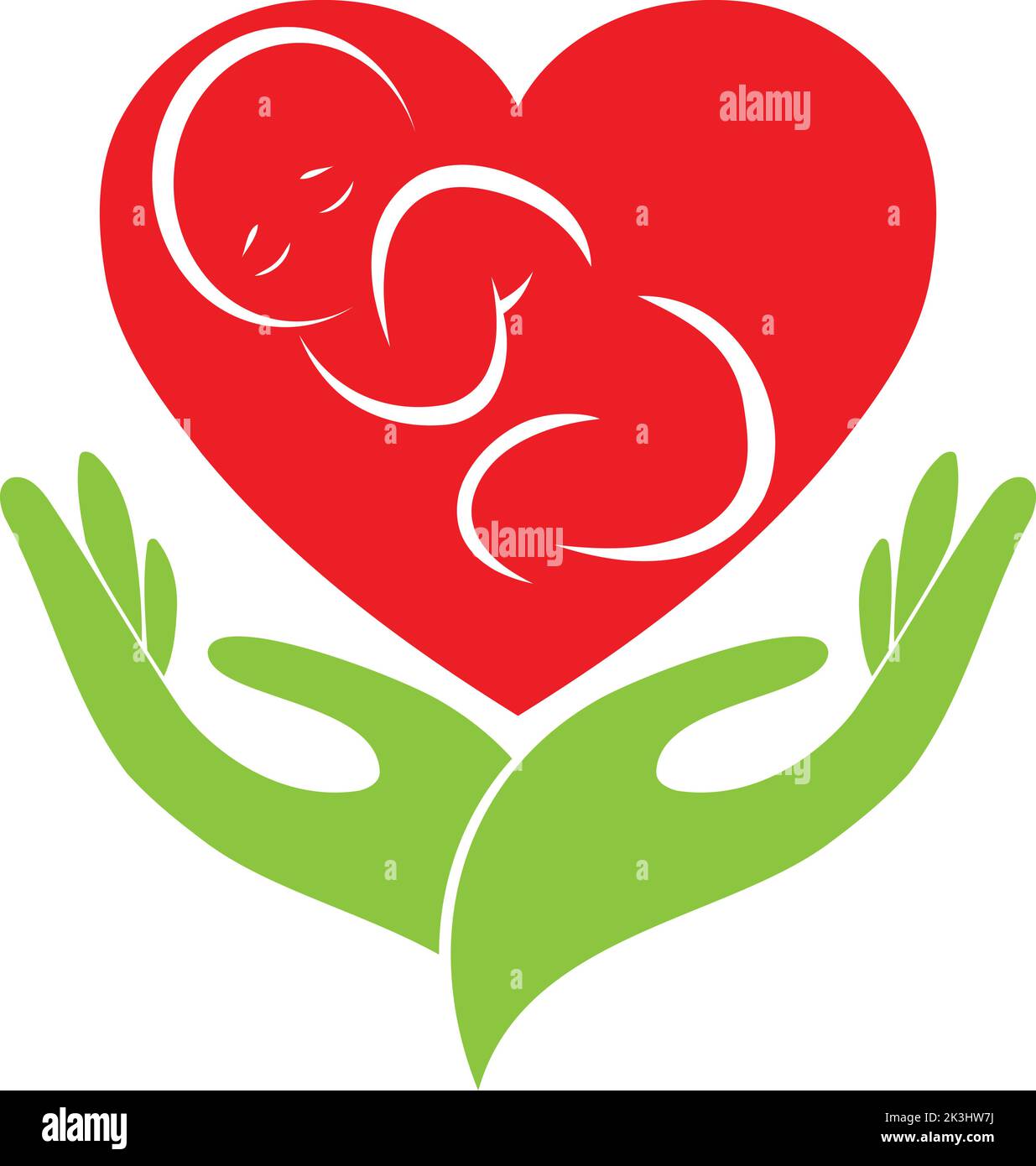 Hands, heart and toddler, child, baby, midwife, pediatrician, logo ...