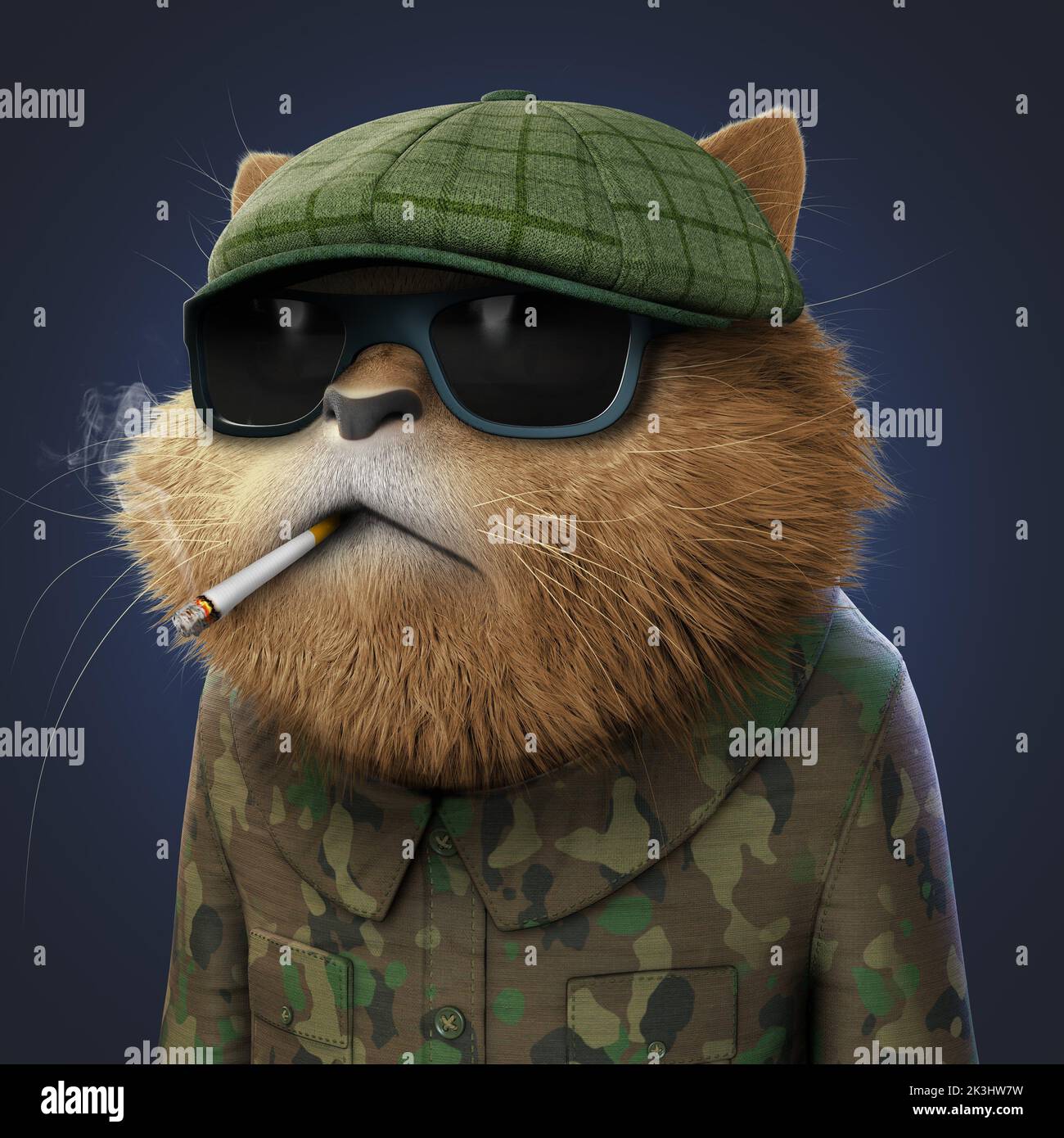 3d nft collection , character angry cat army Stock Photo - Alamy