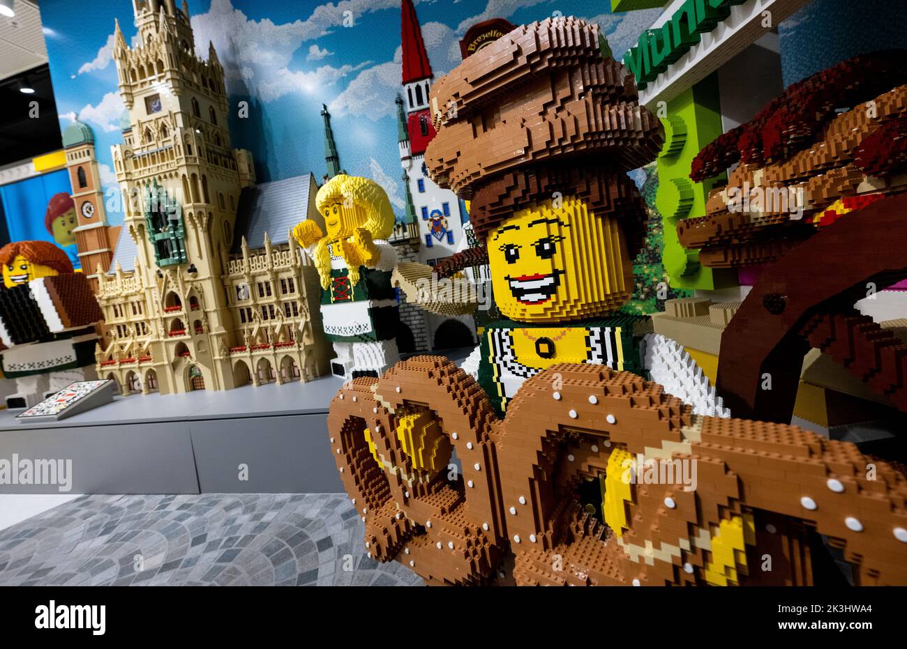 Munich, Germany. 27th Sep, 2022. A Lego model of Munich's city hall is ...