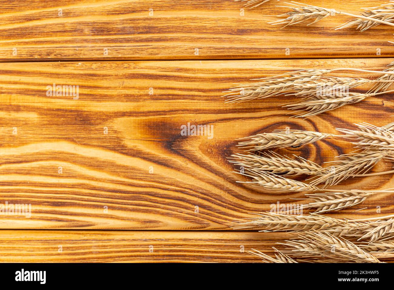 Wheat Ears on the Wooden Table. Sheaf of Wheat over Wood Background ...