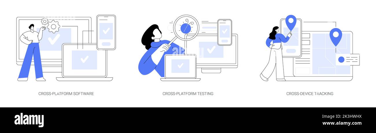 Multi platform framework abstract concept vector illustrations Stock ...