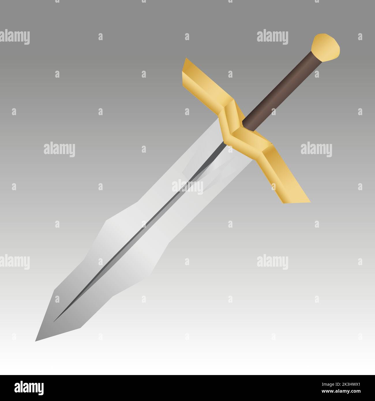 Metal Sword, straight swords, Asia sword, vector realistic sword ...