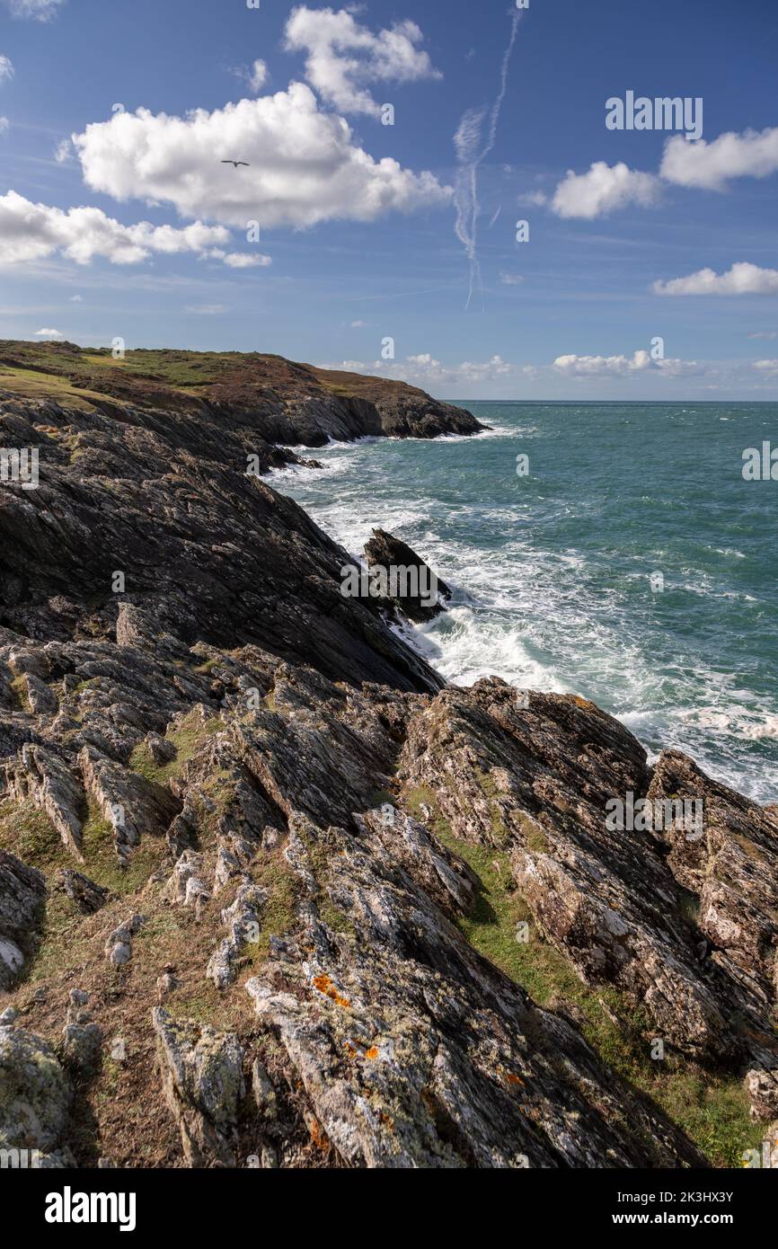 Cliffs at Bull Bay on the coast of Anglesey, North Wales Stock Photo ...