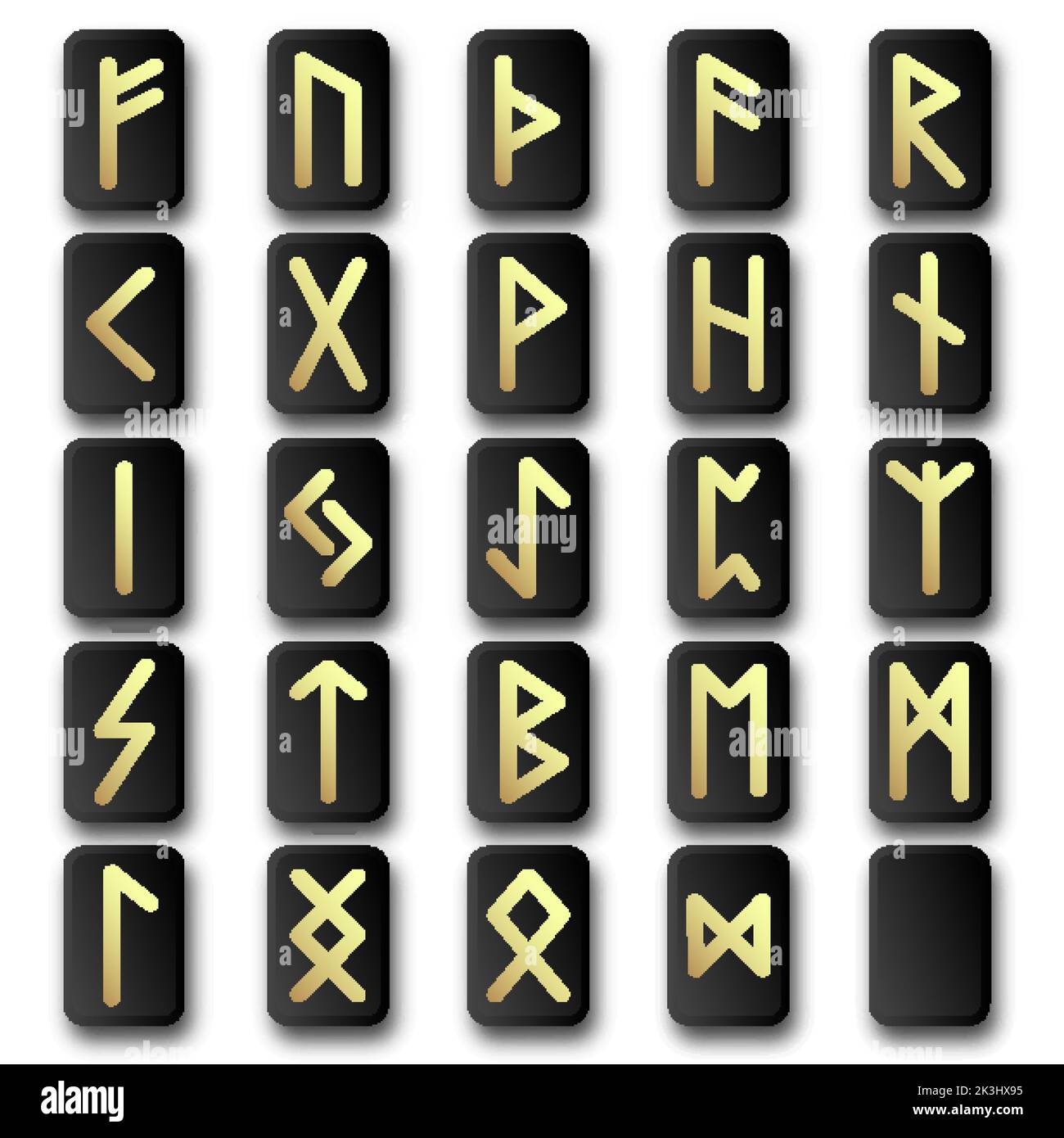 Set of game runes, nordic ancient alphabet, viking celtic futark ...