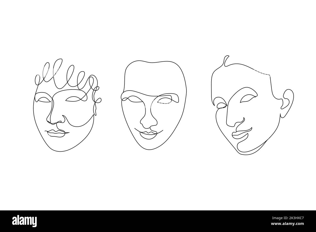 Female face one single line drawings collection Stock Vector Image ...