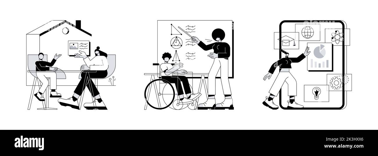 Private schooling curriculum abstract concept vector illustration set ...