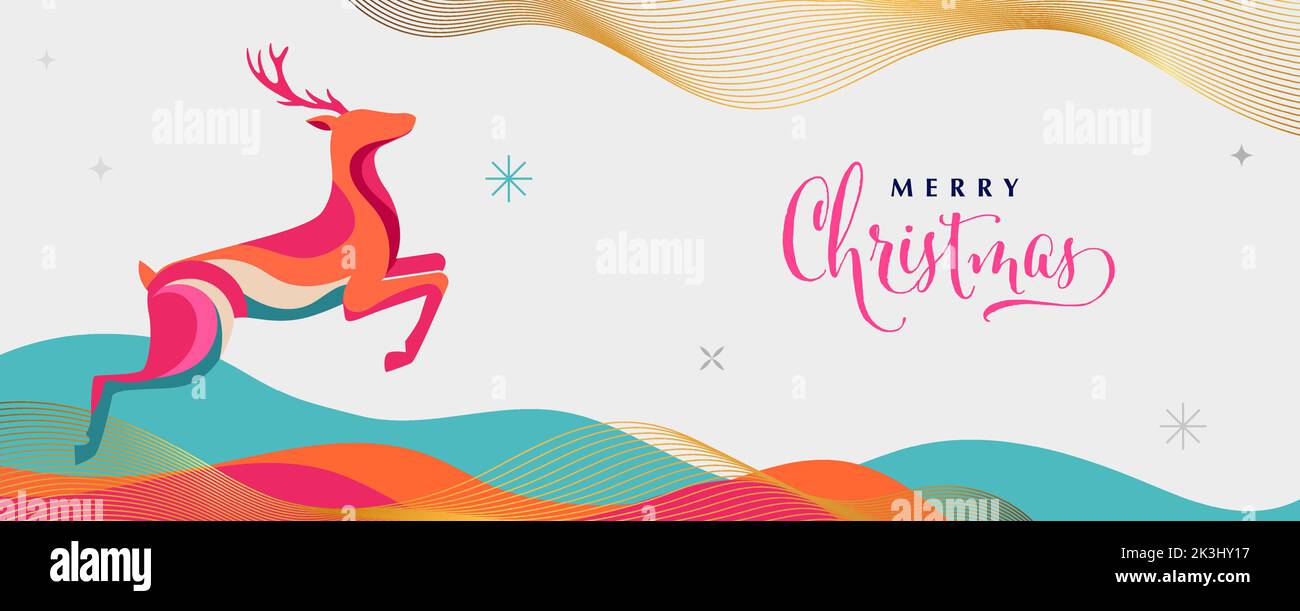 Colorful Reindeer Merry Christmas Background and Packaging Design Stock ...