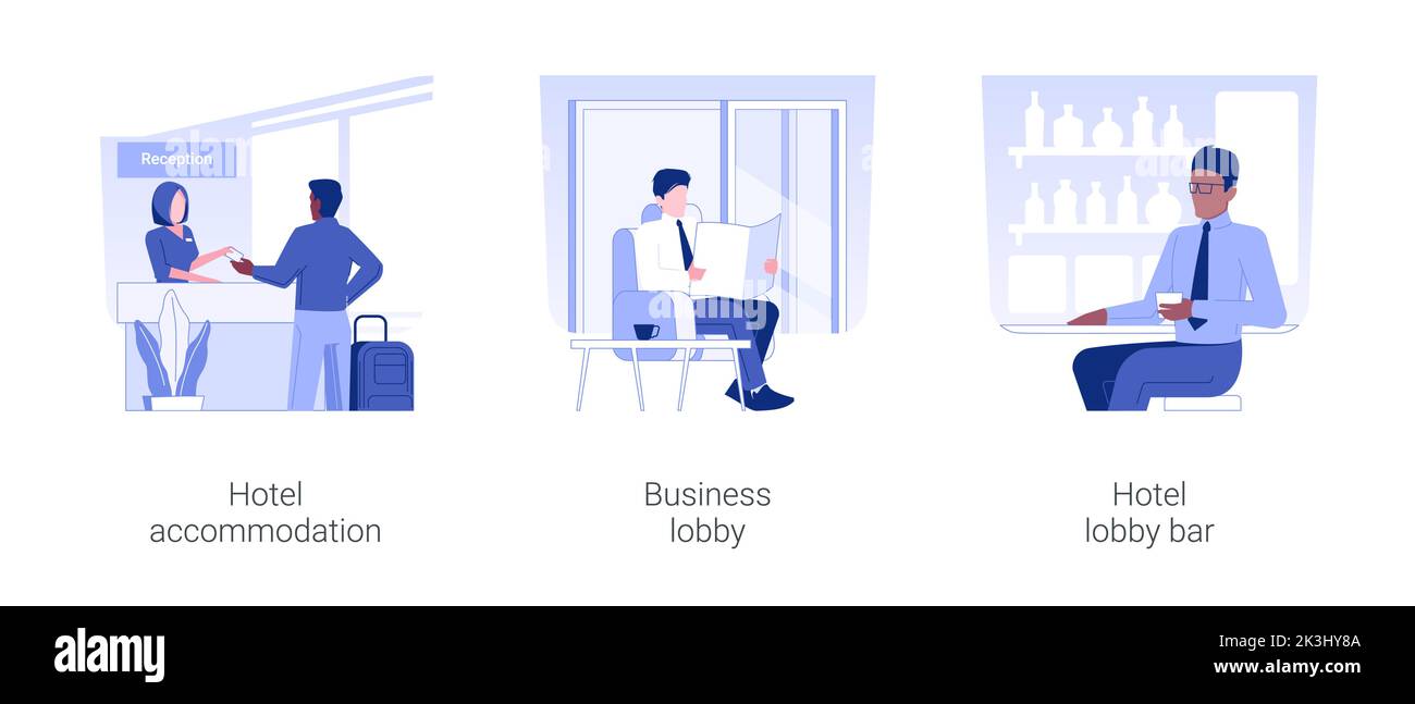 Hotel sevices for business isolated concept vector illustration set ...