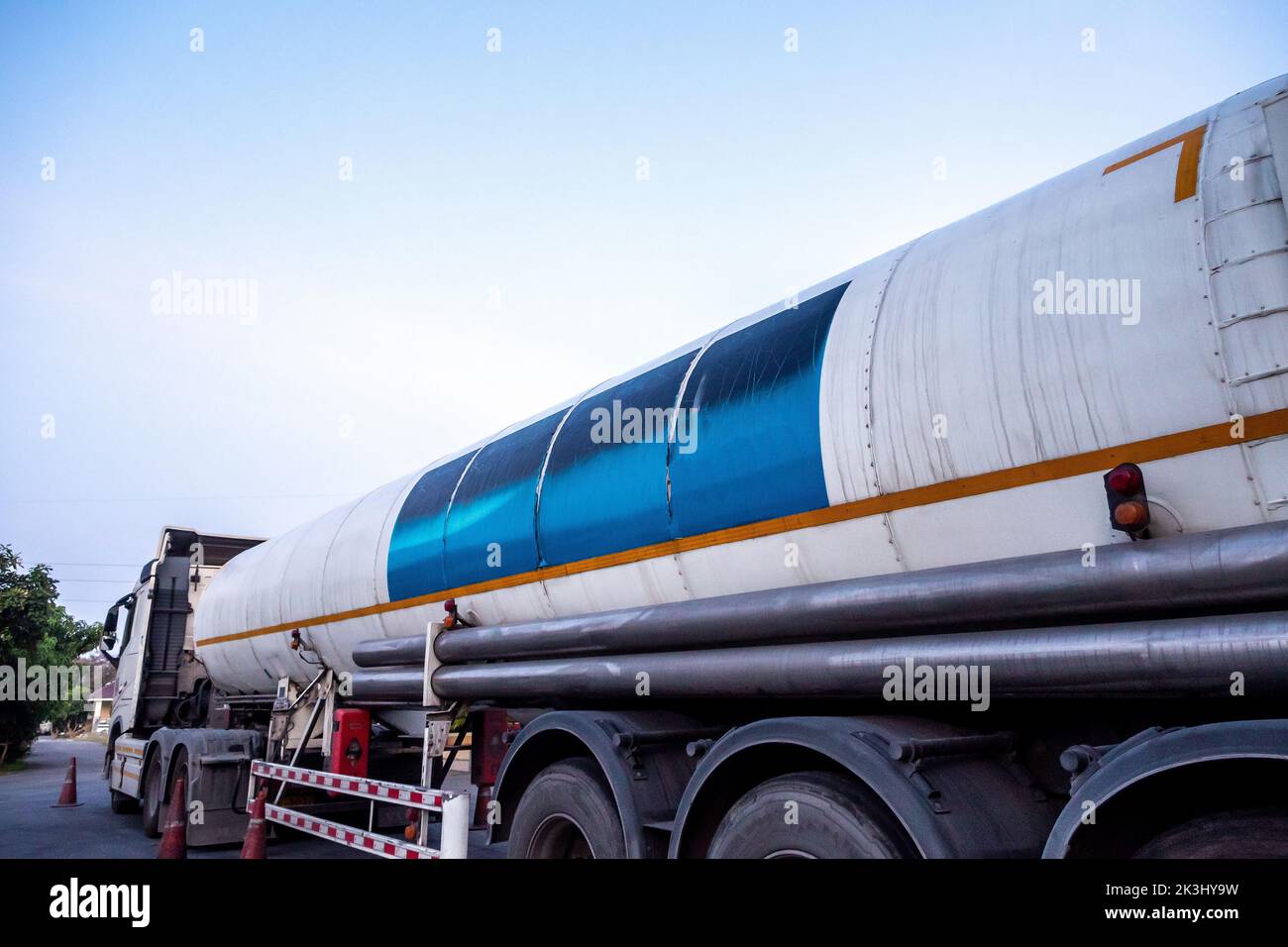 Rear and side view of Tanker truck vehicle Stock Photo - Alamy