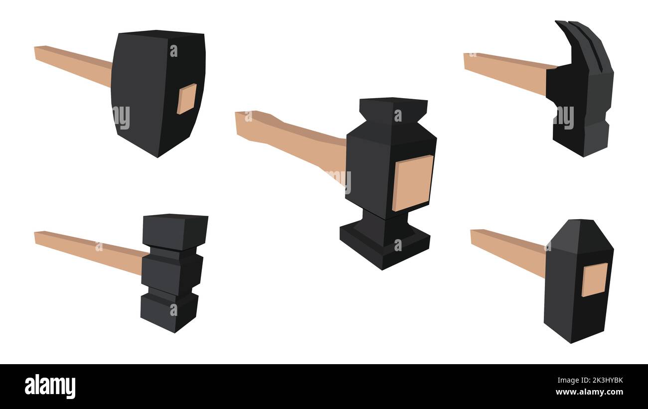 set of hammers isolated on white background, hammer vector illustration ...