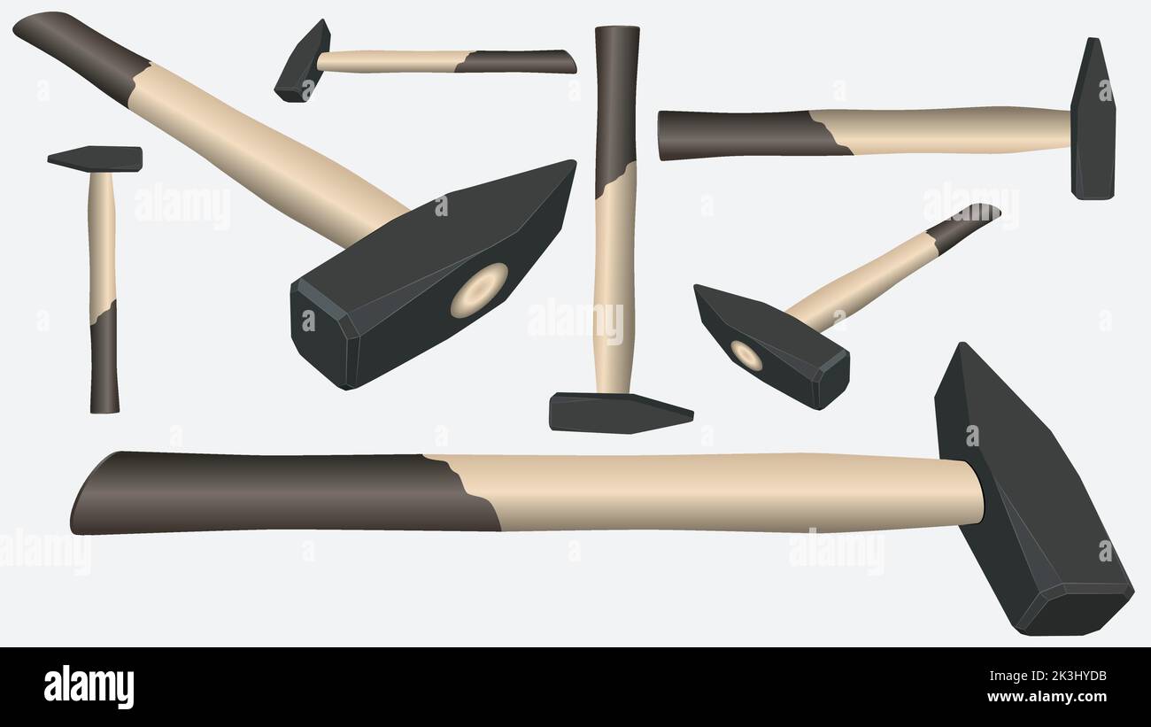 set of hammers isolated on white background, hammer vector illustration ...