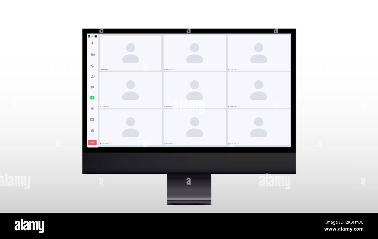 Application window for video communication. Modern glossy white screen ...