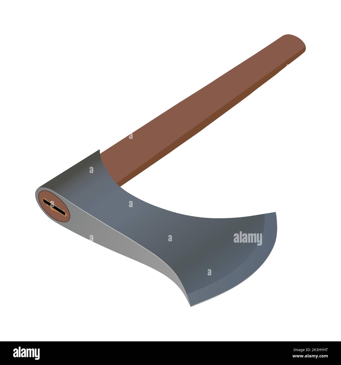 Wooden axe isolated on white background, metal axe with a handle made ...