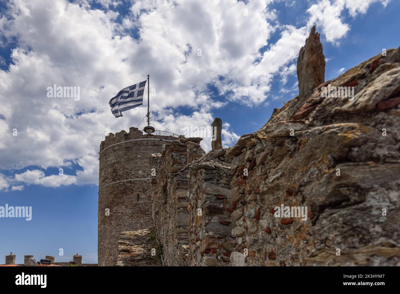 Perimeter of Kavala Byzantine Castle is closed off by transverse wall ...