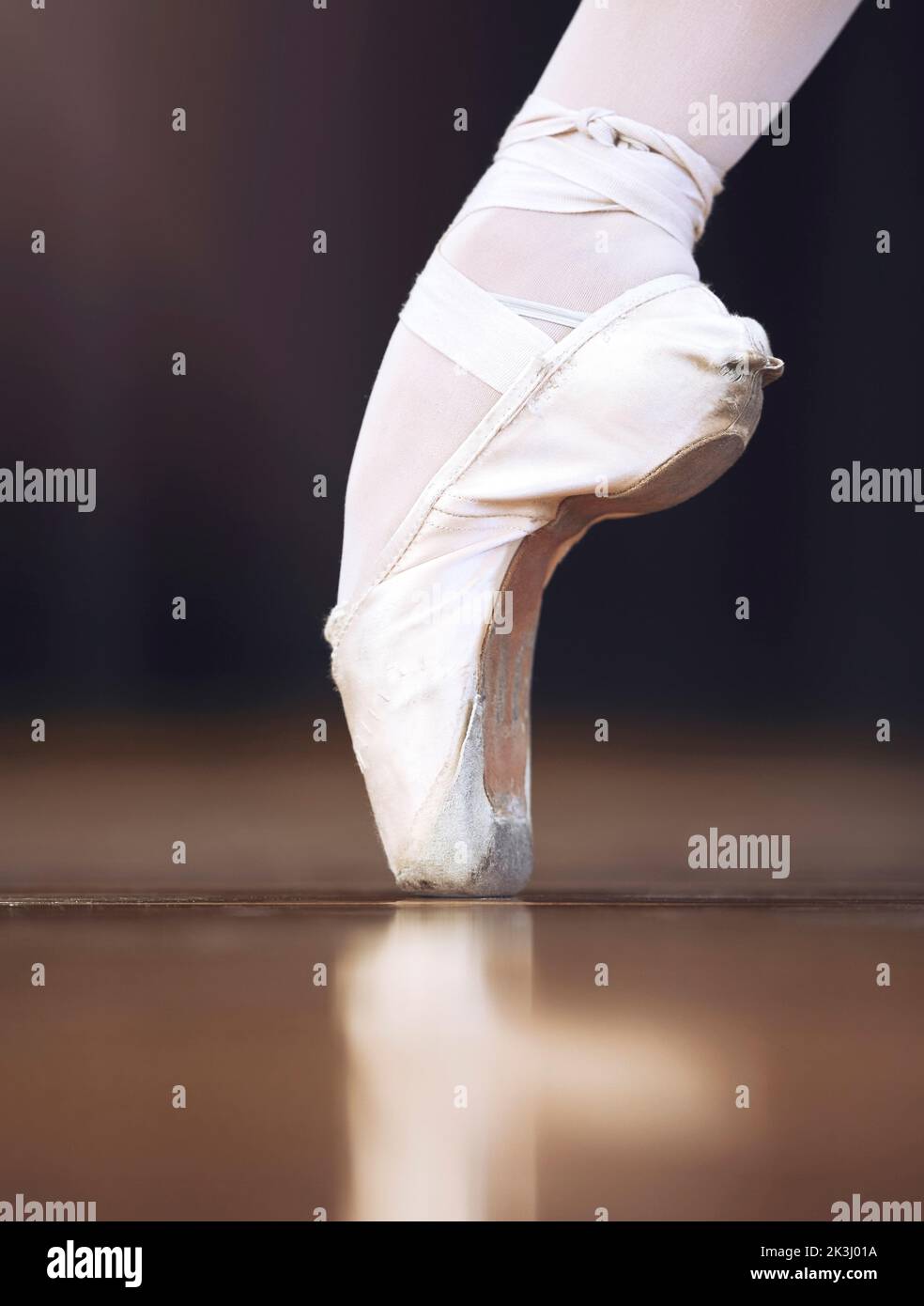 Ballet shoes and dance woman floor balance with flexible motion fitness ...