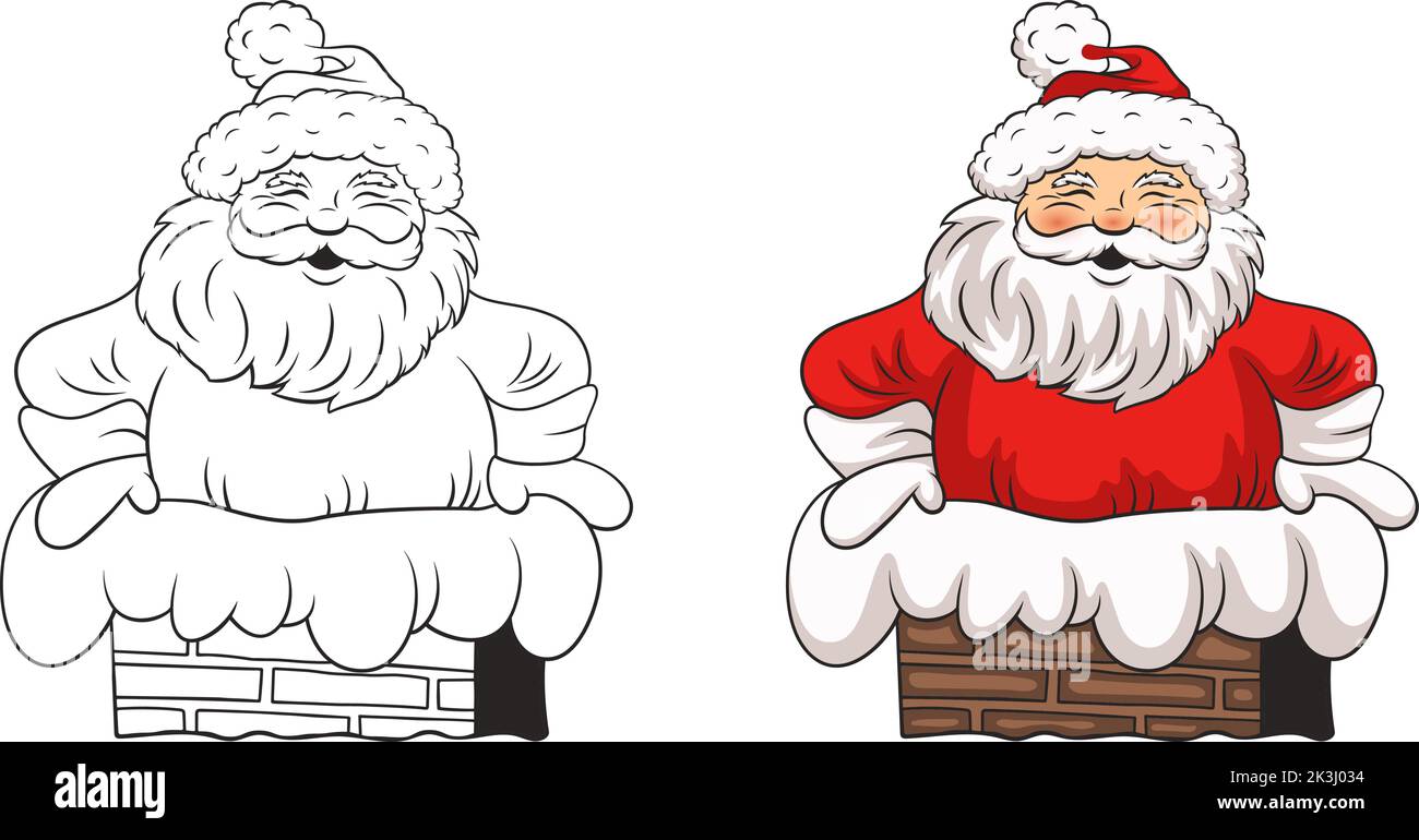 Smiling Santa Claus in a Chimney in Retro Cartoon Comic Style. Merry ...
