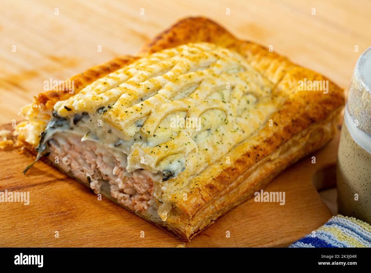 Traditional salmon in puff pastry Stock Photo - Alamy