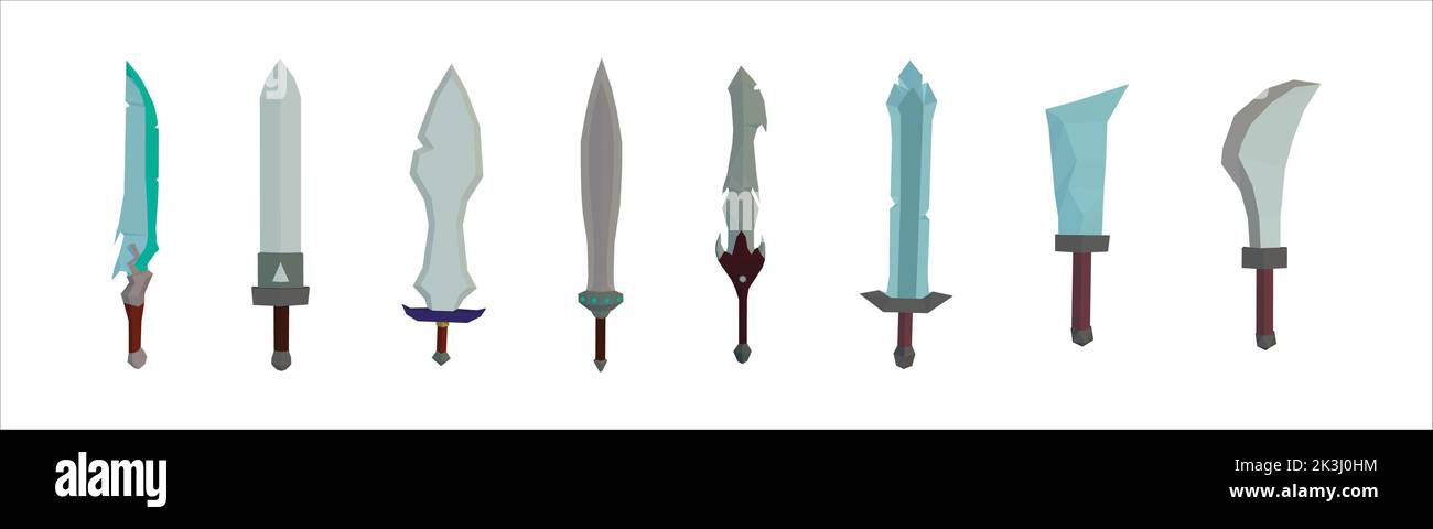 set of cartoon game sword, Cartoon sword for the game, vector illustration Stock Vector Image ...