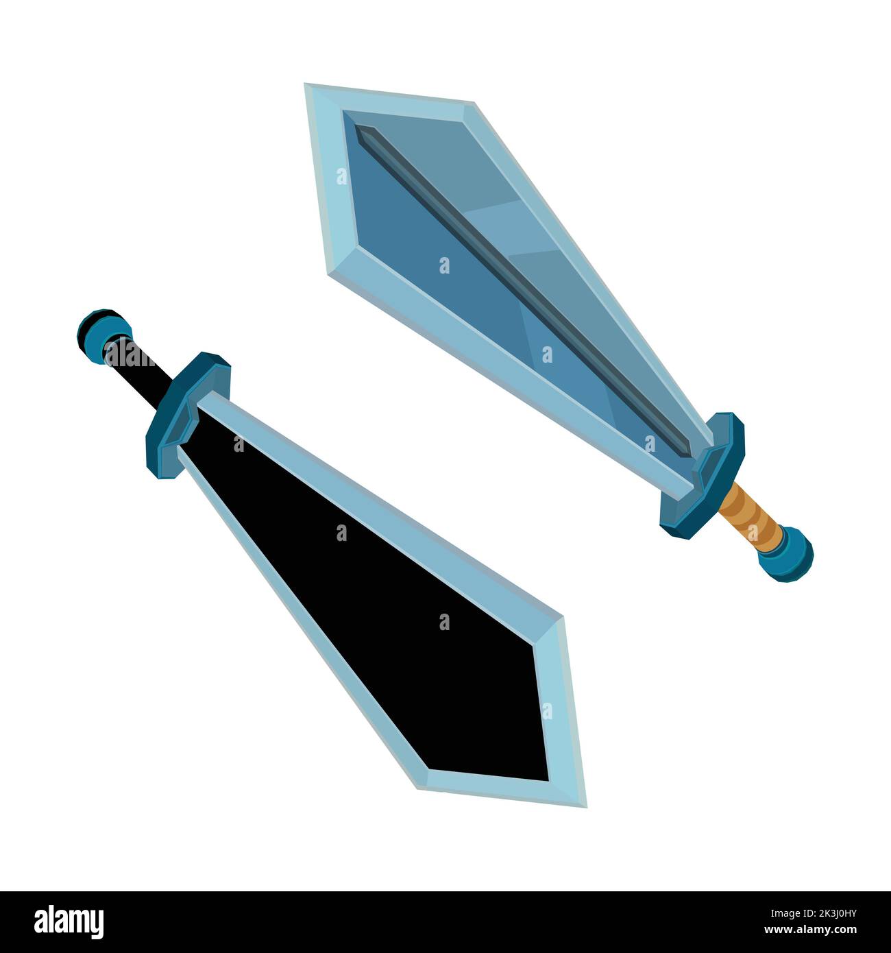 set of two Metal Sword, straight swords, Asia sword, vector realistic ...