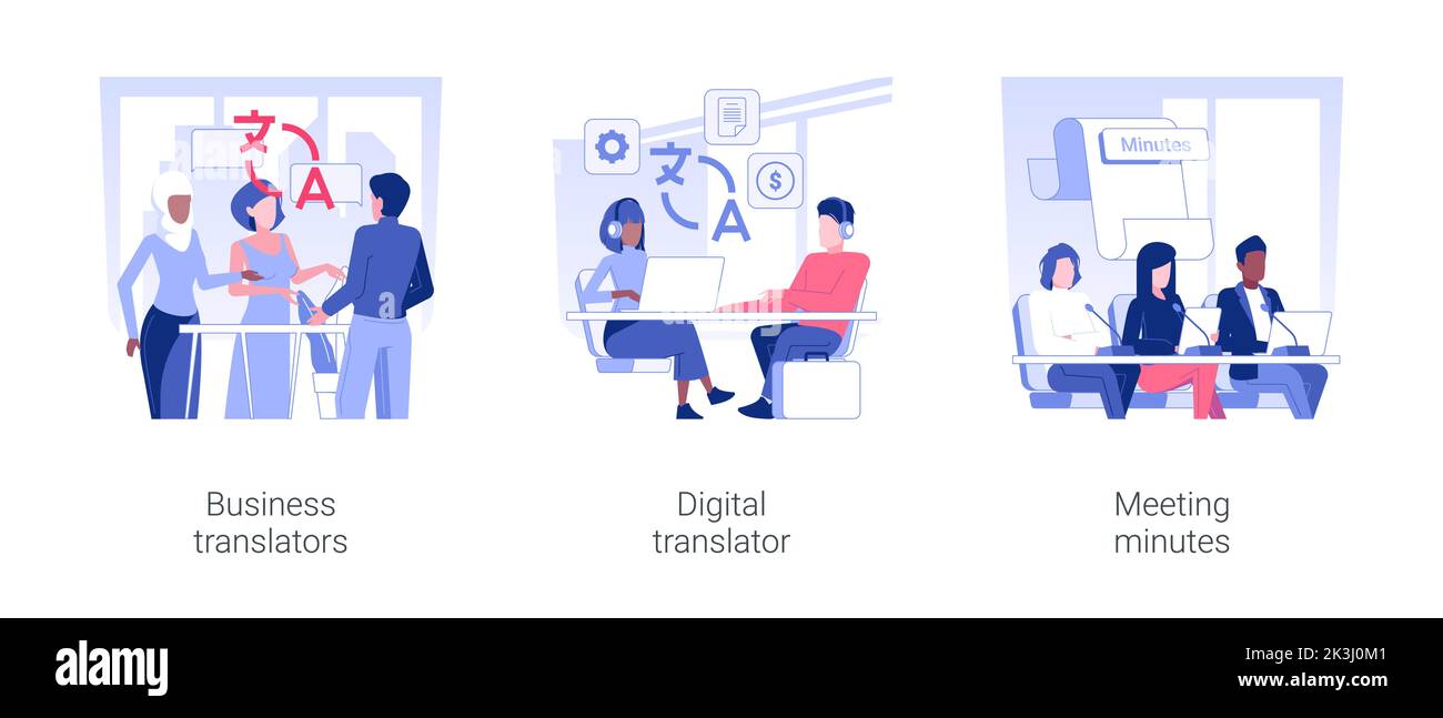 International business meeting isolated concept vector illustration set ...