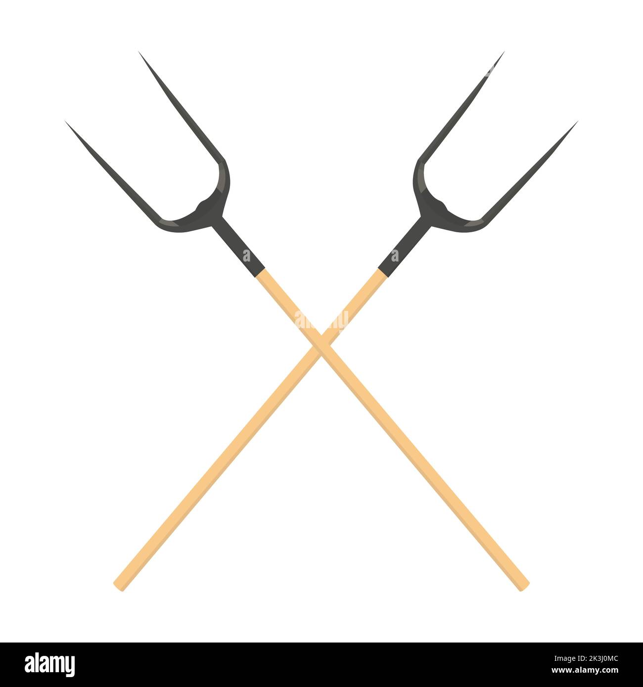 Pitchfork on white background isolated. Metal hayfork with wooden hand ...