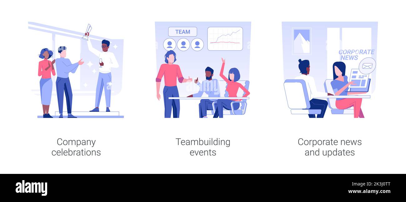 Corporate events isolated concept vector illustration set. Company ...