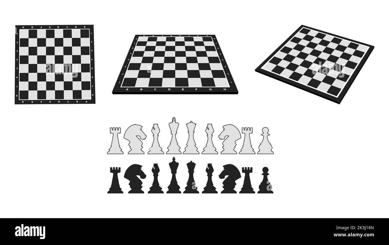 wooden chess board isolated on white background, vector illustration ...